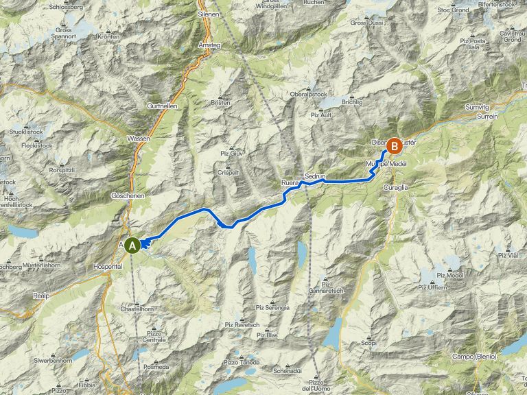 Etappe 1: Von Andermatt nach Disentis – Rheinradweg | Fahrradtour | Komoot